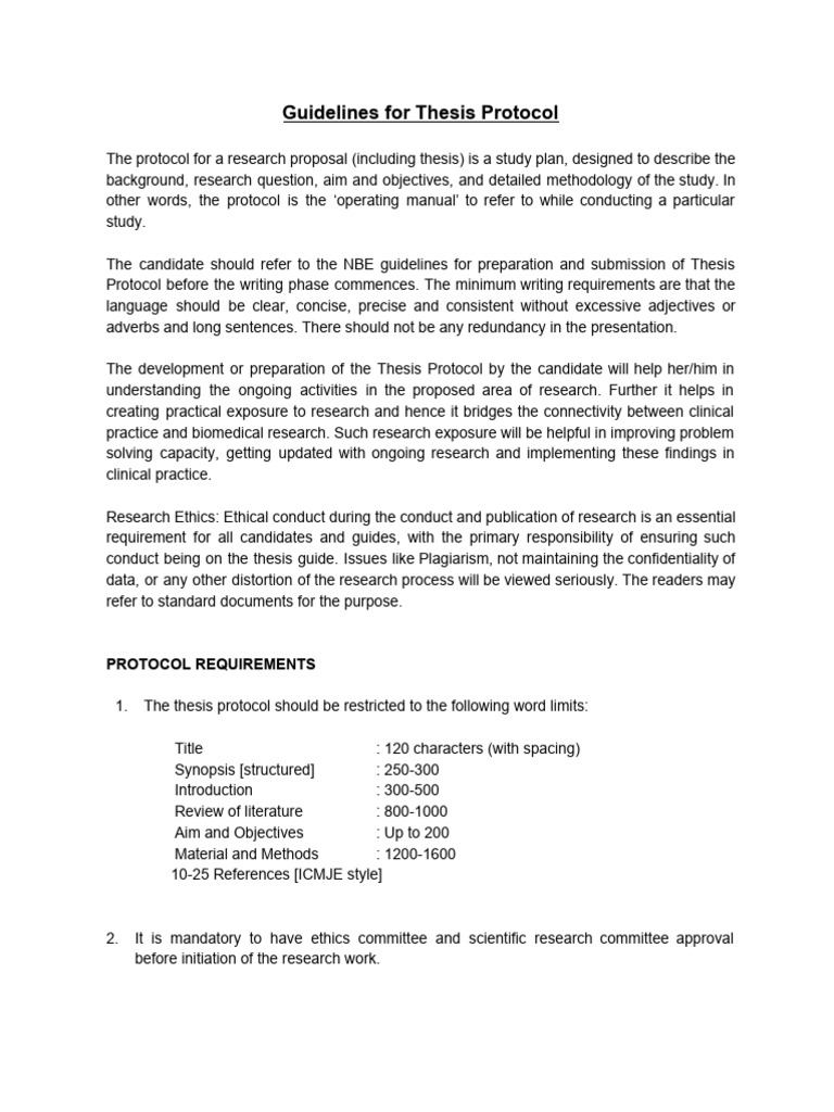 DNB THESIS PROTOCOL GUIDELINES | PDF DNB THESIS PROTOCOL GUIDELINES | PDF