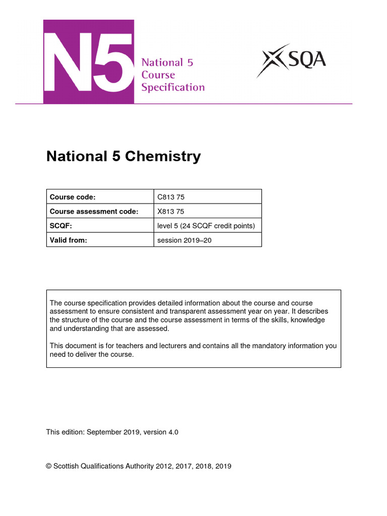 National 5 Chemistry - Course Specifications | PDF
