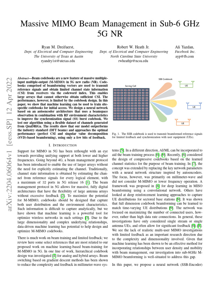 Massive MIMO Beam Management in Sub-6 GHZ 5G NR | PDF | Technology ...