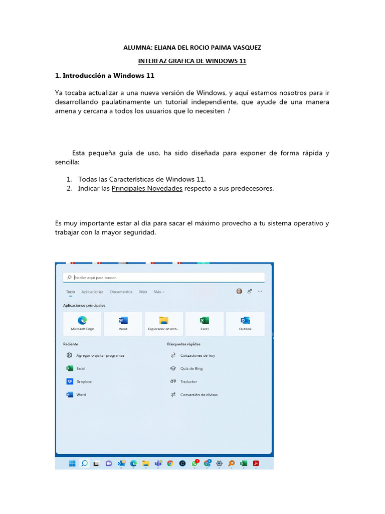 Interfaz Grafico de Windows 11 - Eliana | PDF | Windows 10 | Microsoft ...