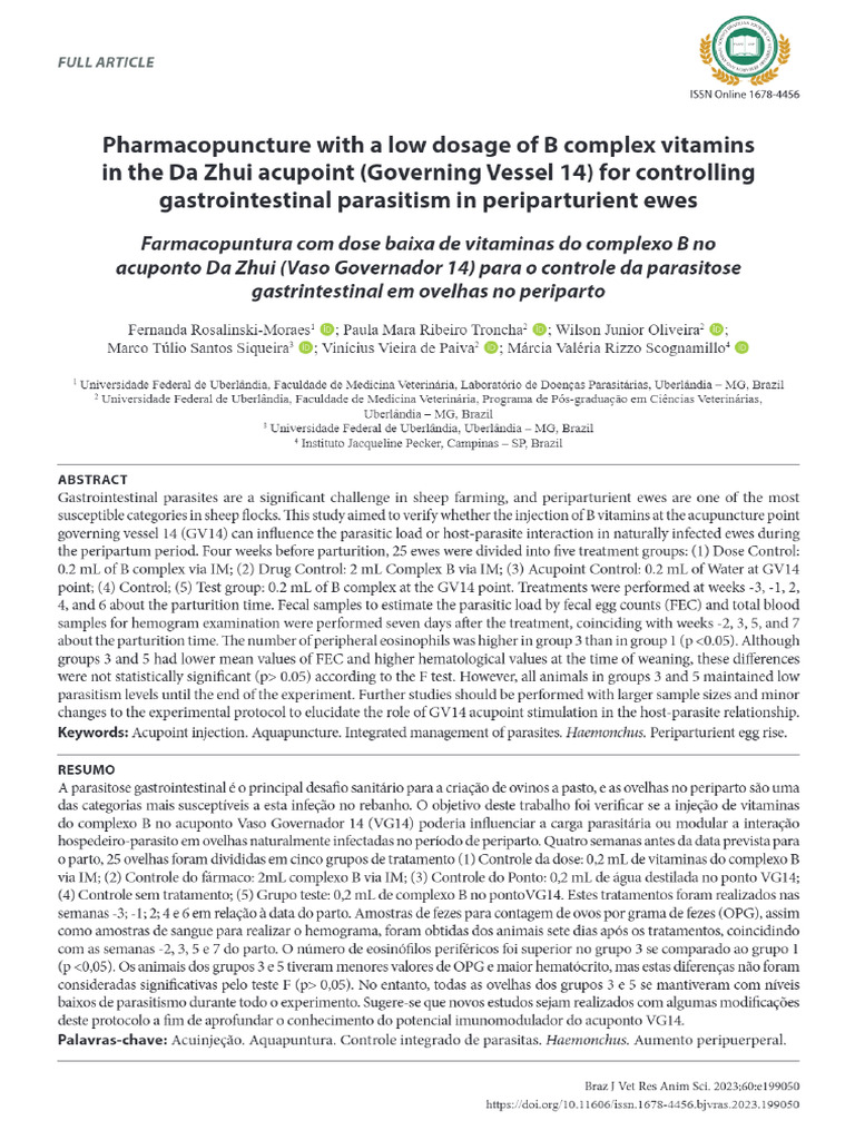 2023 Pharmacopuncture low dosage of B complex GV14 gastrointestinal ...