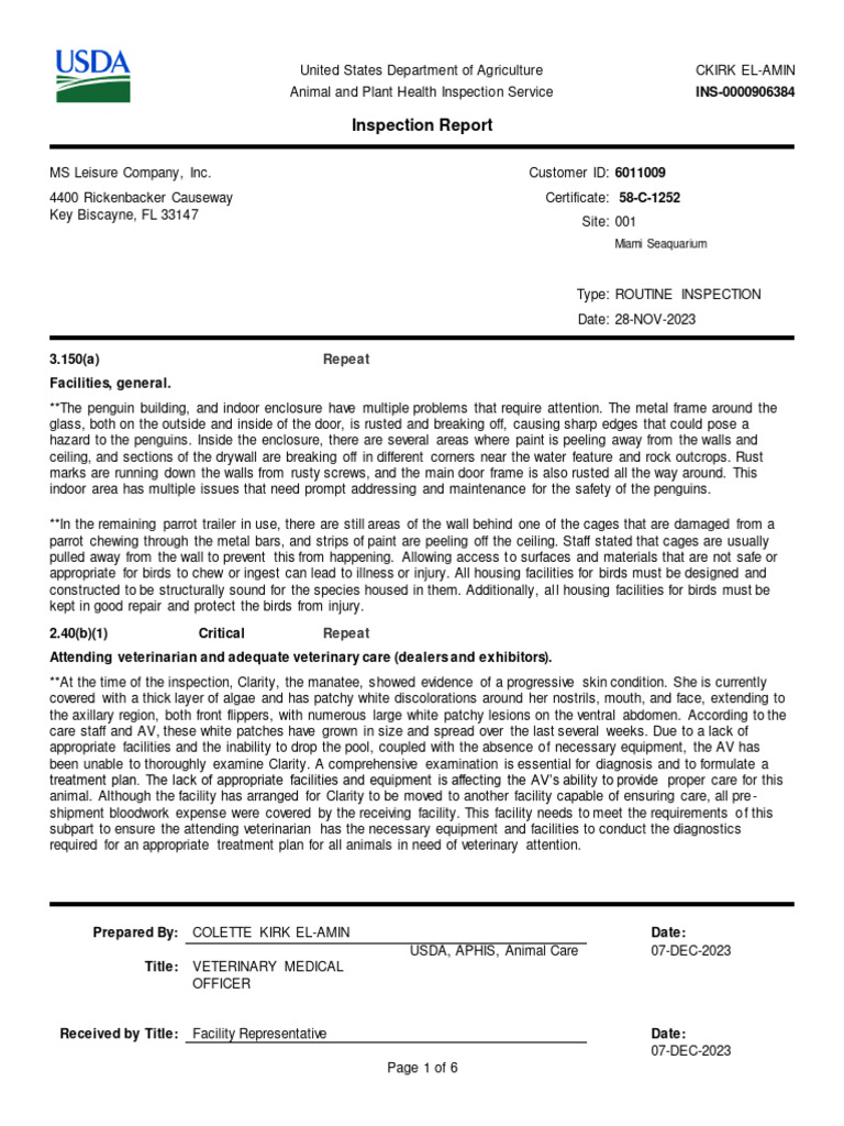 PST Inspection Report MS Leisure Company Inc | PDF