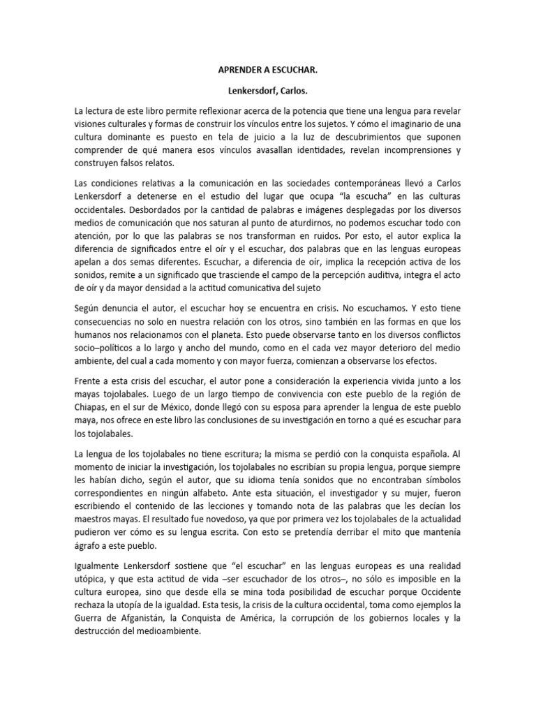 Aprender A Escuchar | PDF