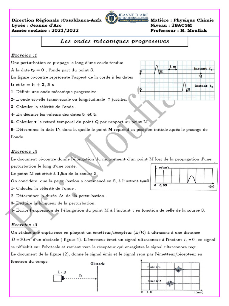 Exercices sur les ondes mécaniques | PDF