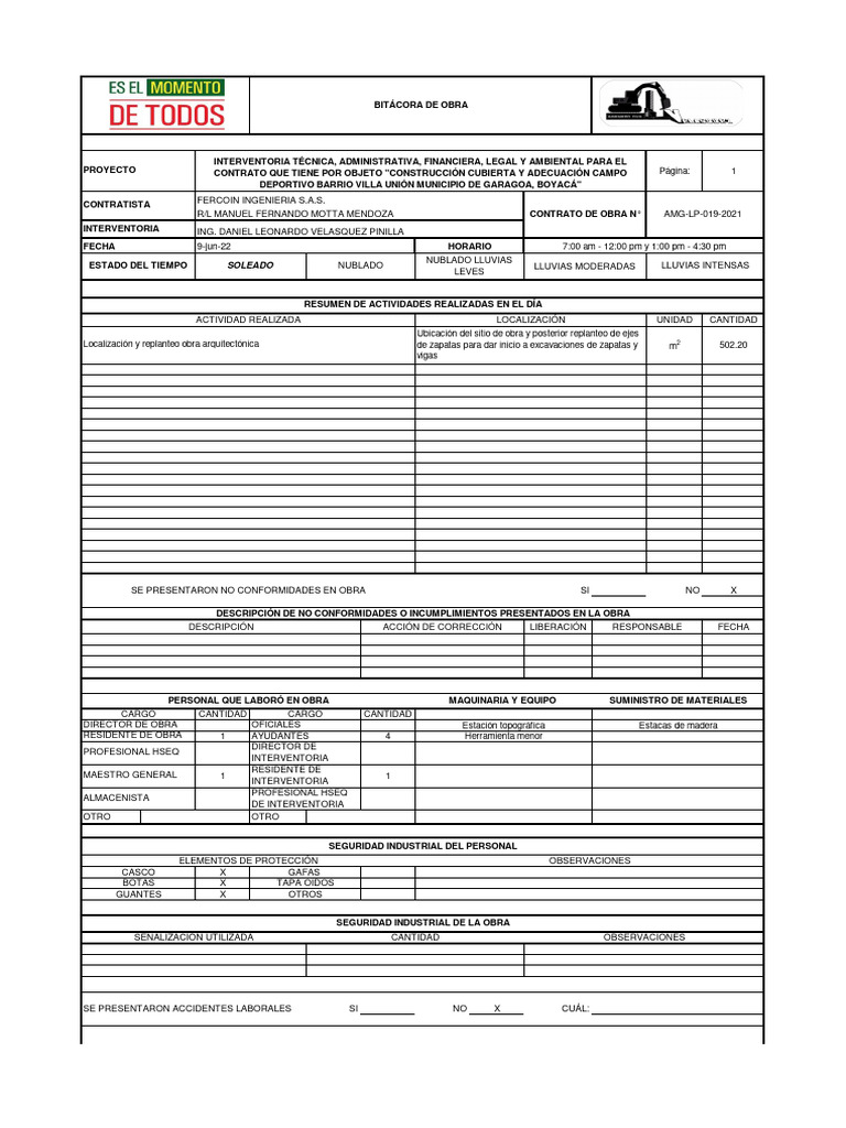 BITACORA DE OBRA INFORME 01 | PDF | Soldadura | Construcción