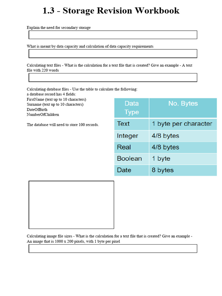 1.3 - Storage Revision Workbook | PDF | Computer Data Storage | Solid State Drive