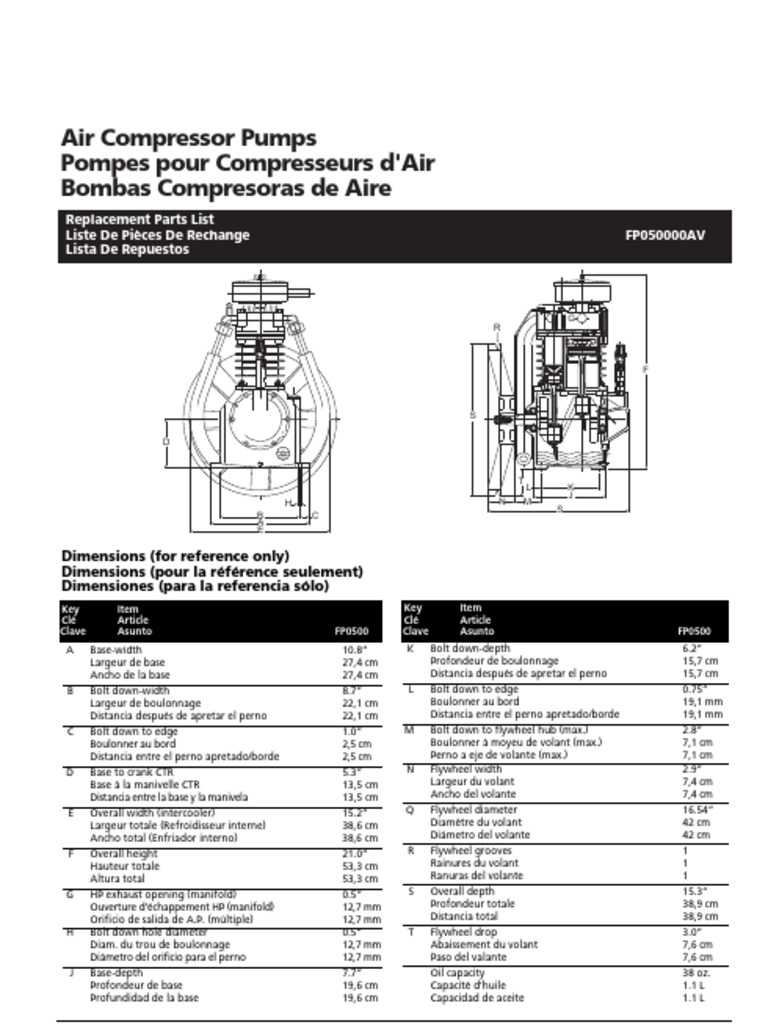Air Compressor Pumps Pompes Pour Compresseurs D'air Bombas Compresoras ...