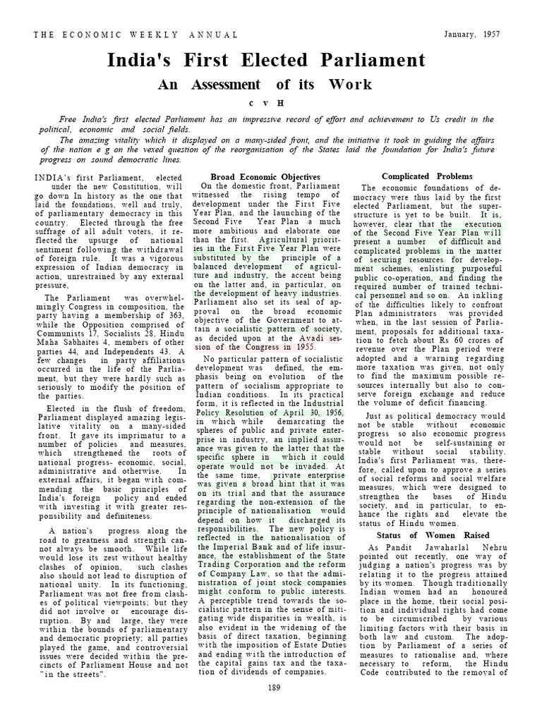 India First Elected Parliament | PDF