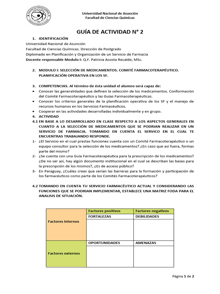 Guia de Actividad #2 CFT - Planificación Operativa | PDF