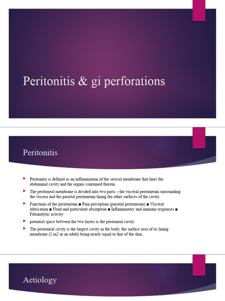 10-Peritonitis & Gi Perforations | PDF