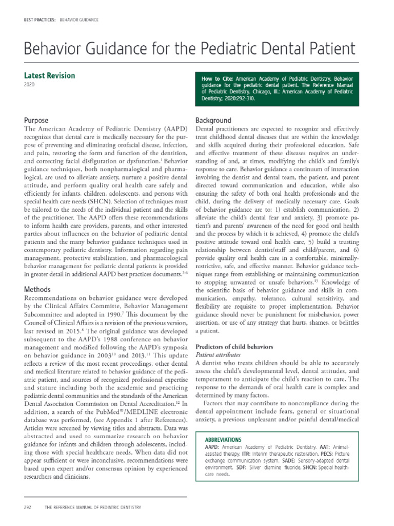 Manejo Do Comportamento - Guidelines AAPD | PDF