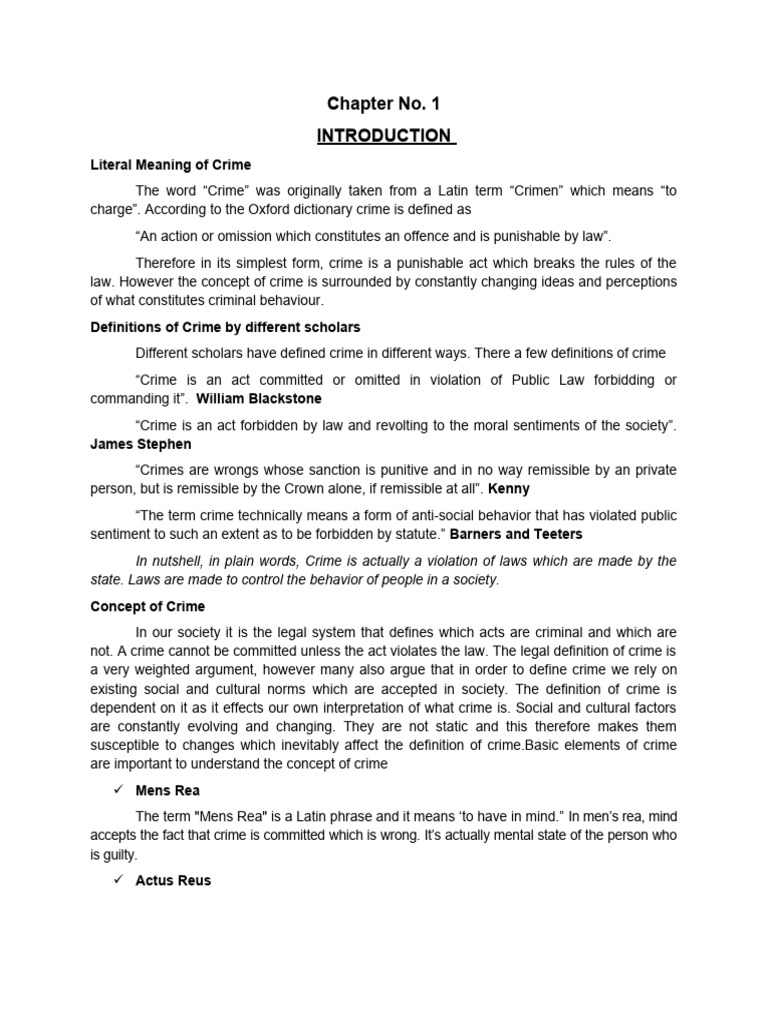 Chapter No. 1-1 | PDF | Crimes | Crime & Violence