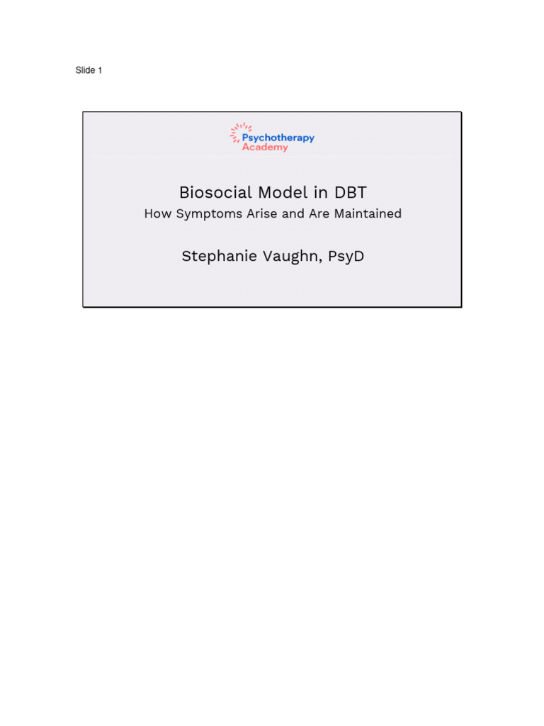 DBT - Fundamentos - 3 - Biosocial Model in DBT | PDF