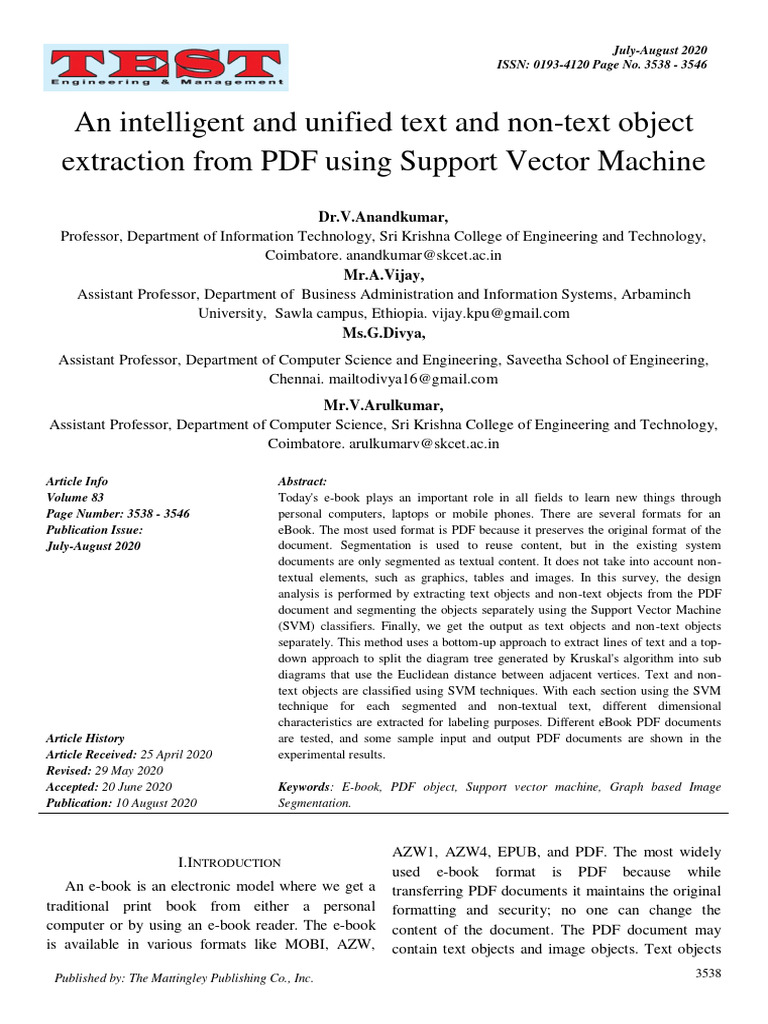 An Intelligent And Unified Text And Non Text Object Extraction From Pdf