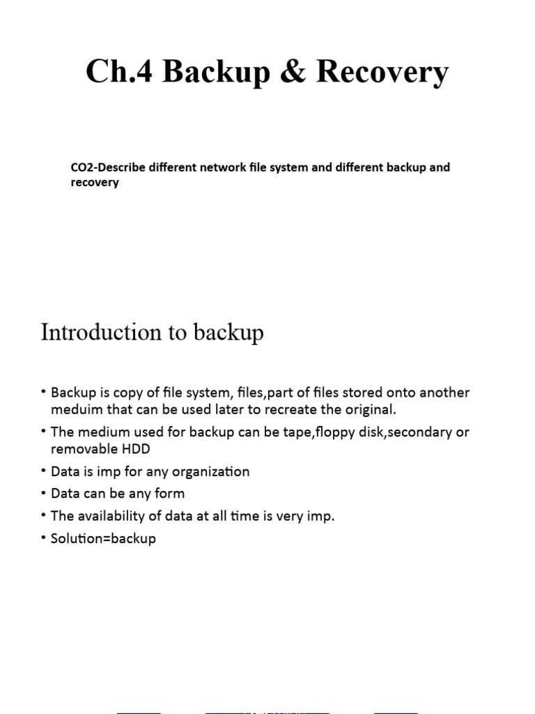 Chapter 4 Backup & Recovery | PDF Chapter 4 Backup & Recovery | PDF