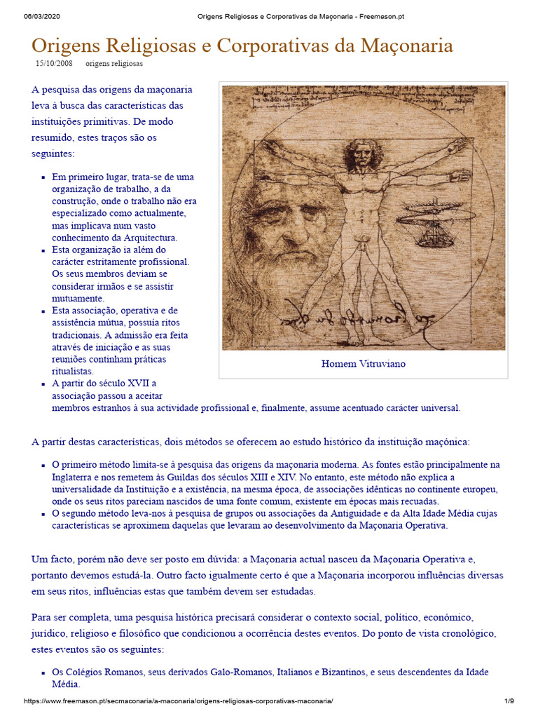 Origens da Maçonaria: História e Ritos | PDF