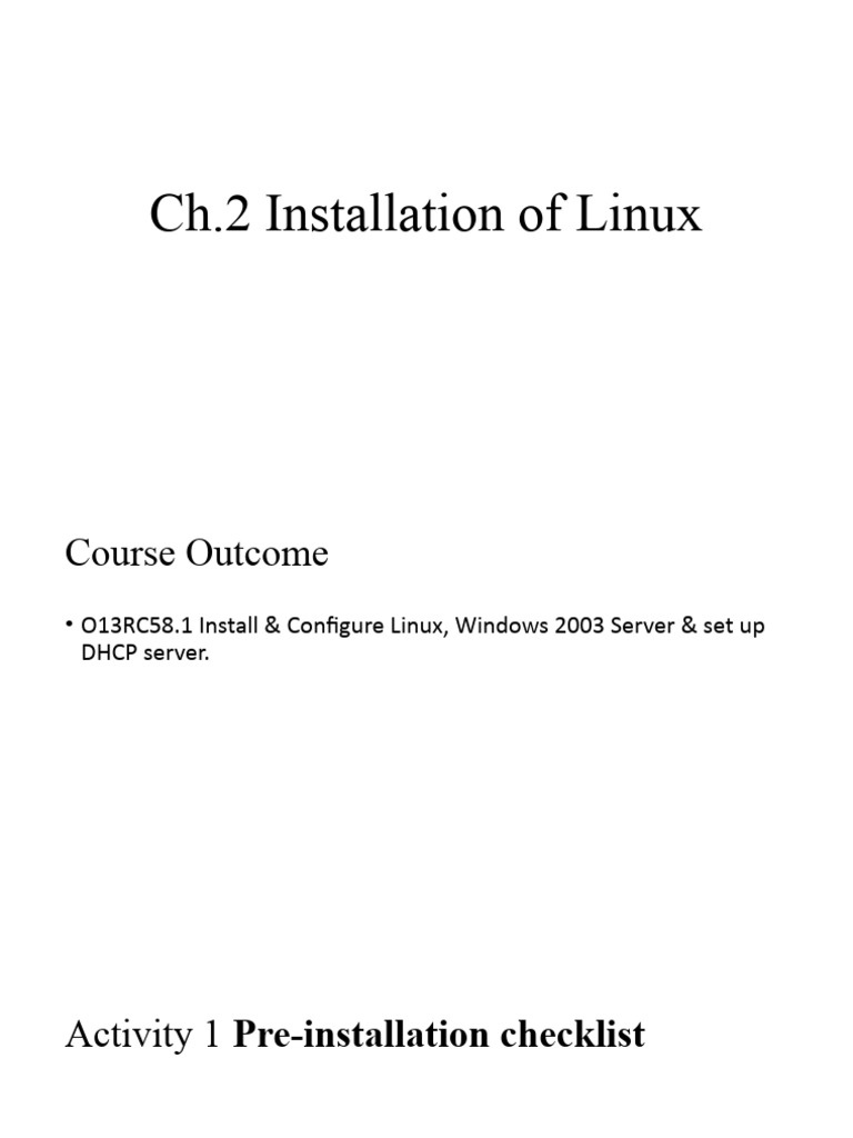 Chapter 2 Installation of Linux | PDF