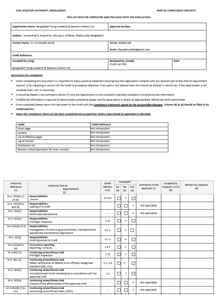 Continuing Airworthiness Management Exposition CCL | PDF | Records ...