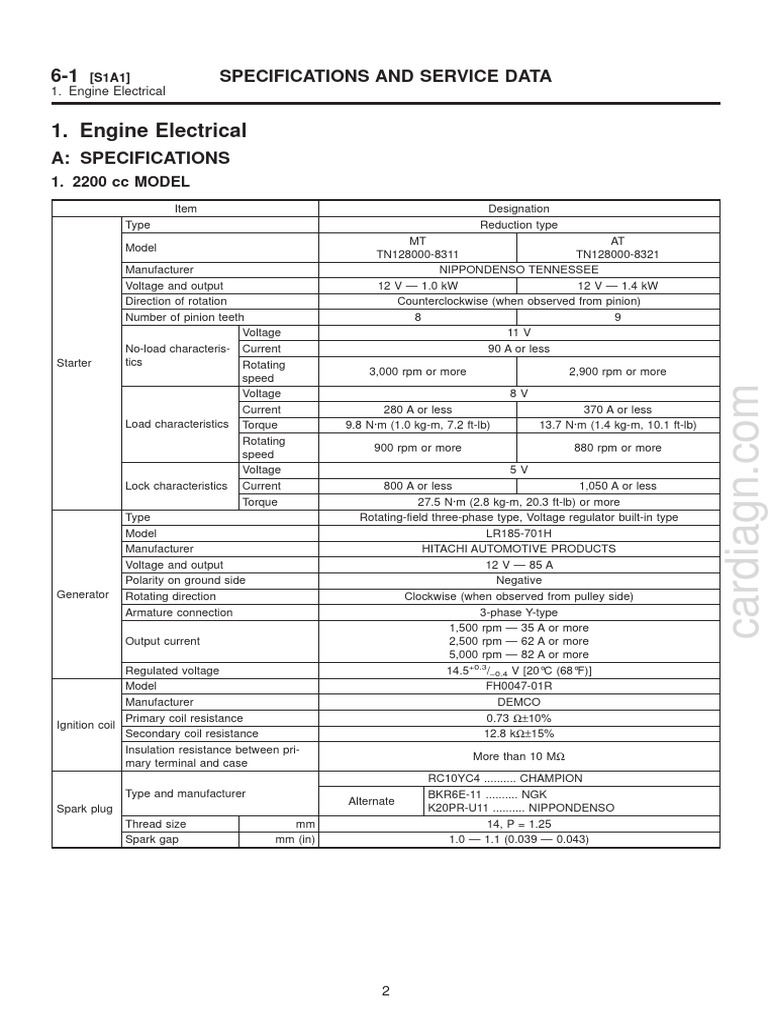 1998 LGT Engine Electrical | PDF