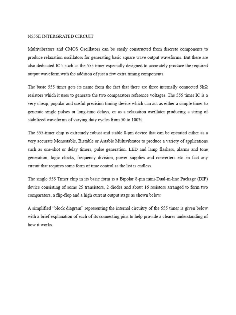 555 Timer IC: Functions & Configurations | PDF
