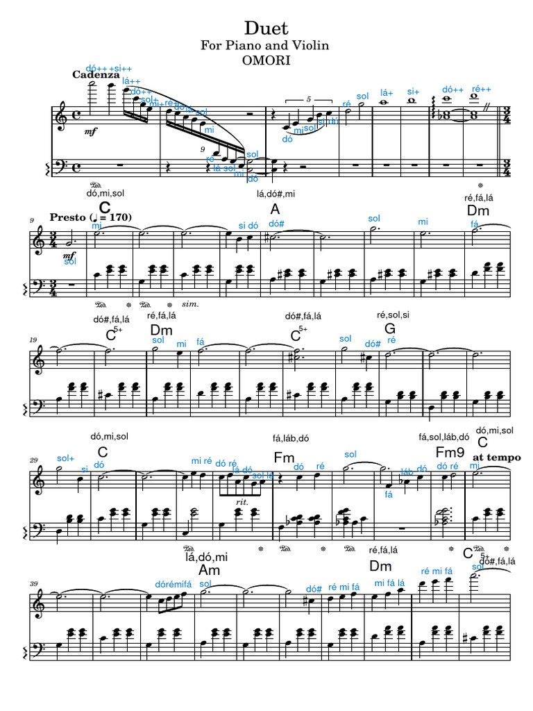 Partitura Final Duet, Omori | PDF | Musicologia | Elementos da música