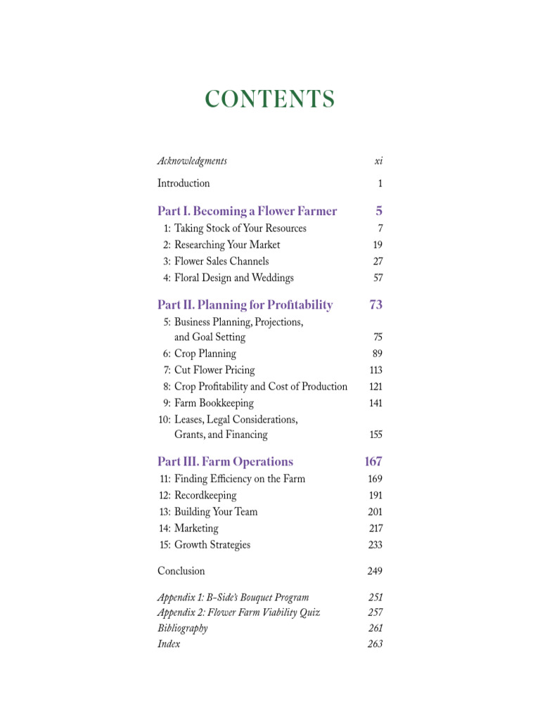 Flower Farming For Profit: Table of Contents | PDF