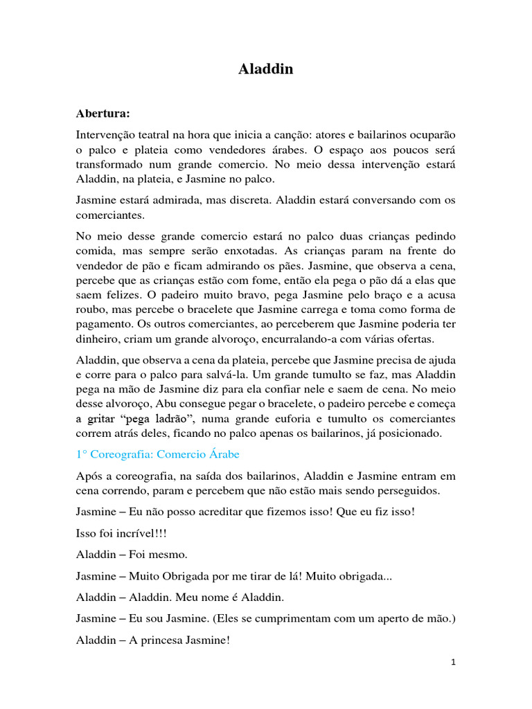 RoteiroEspetaculo de Danca-Aladdin | PDF