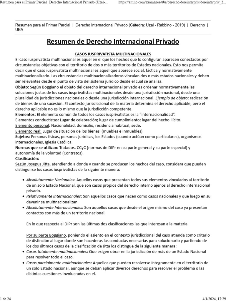 Resumen para El Primer Parcial Derecho Internacional Privado (Uzal ... Resumen para El Primer Parcial Derecho Internacional Privado (Uzal ...