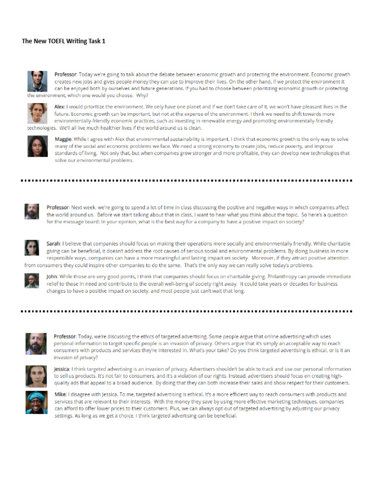 NEW TOEFL Writing Task 1 | PDF
