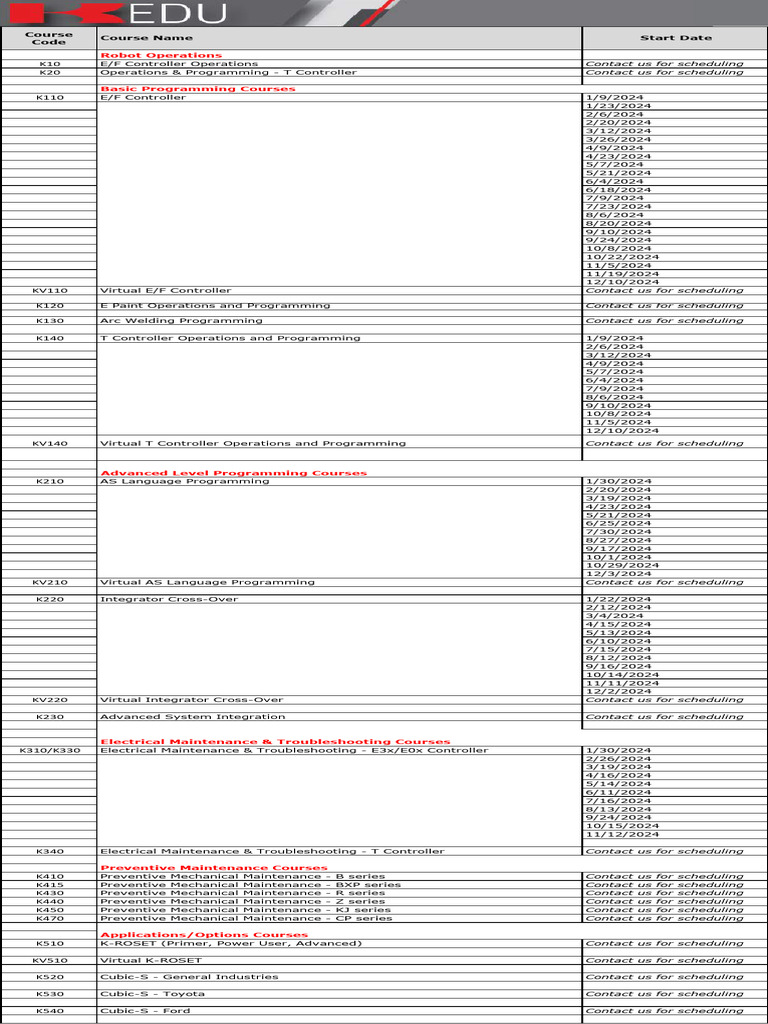 Training Course Schedule 2024 Web | PDF