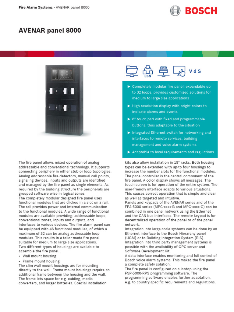 AVENAR 8000 Fire Alarm Panel Overview | PDF | Computers