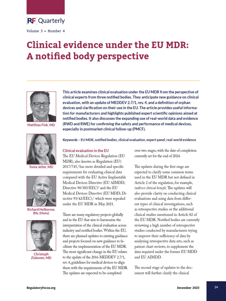 Clinical Evidence Under The EU MDR | PDF | Medical Device | Surgery