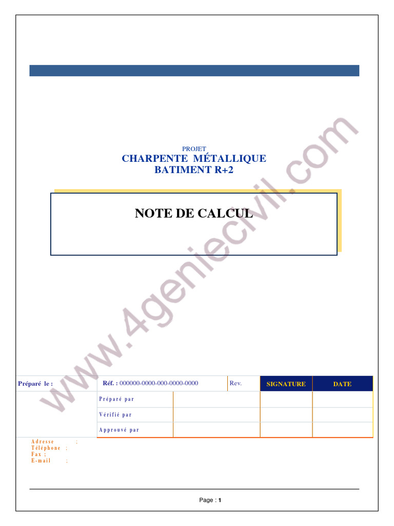 Note de Calcul Charpente Metallique 2 Watermark | PDF