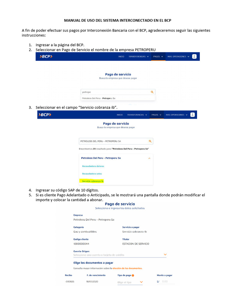 Manual de Pago Interconectado BCP | PDF