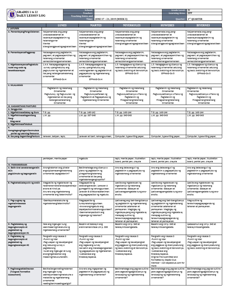 DLL - Epp 4 - Q1 - W3 | PDF