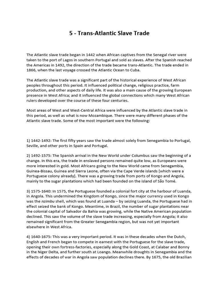 05 Transatlantic Slave Trade | PDF