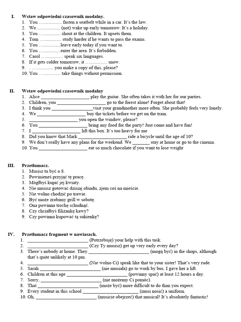 Modal Verbs - Cwiczenia | PDF