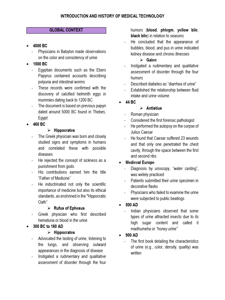 Introduction and History of Medical Technology | PDF