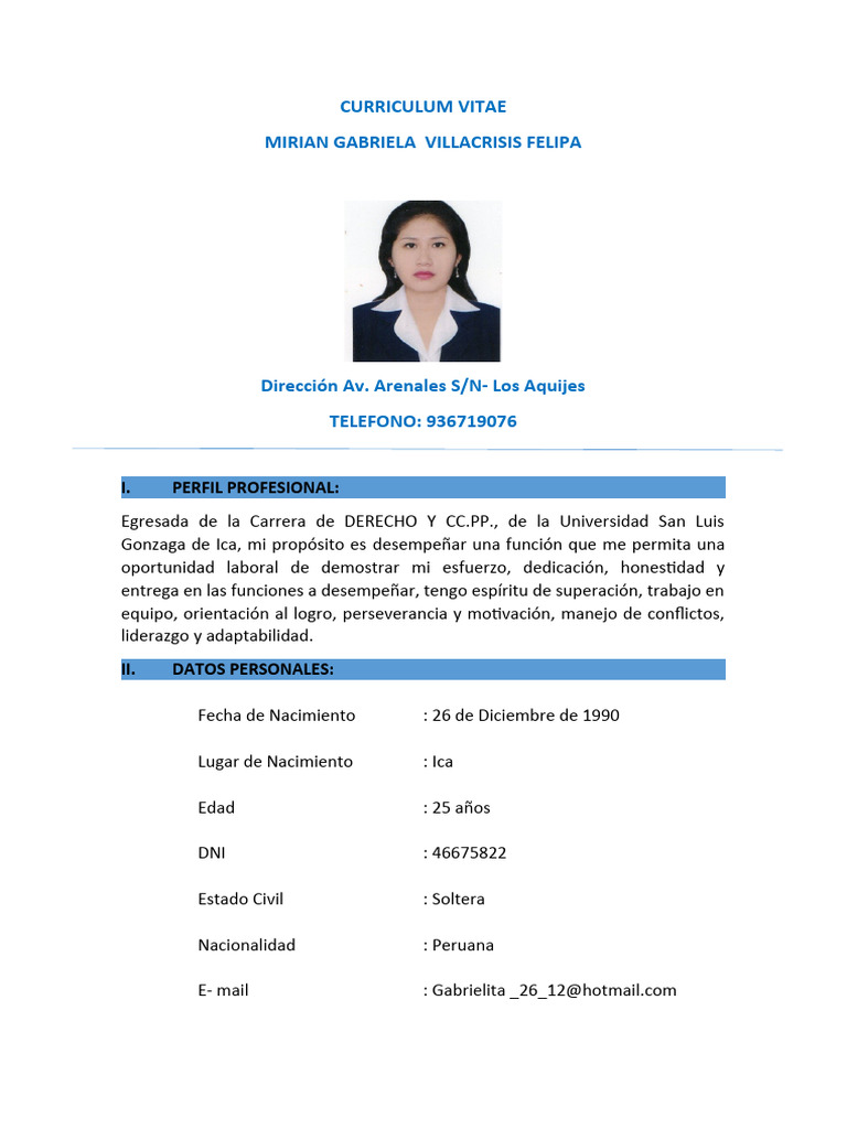 Curriculum Mirian Villacrisis Felipa 2016 | PDF | Justicia | Crimen y violencia