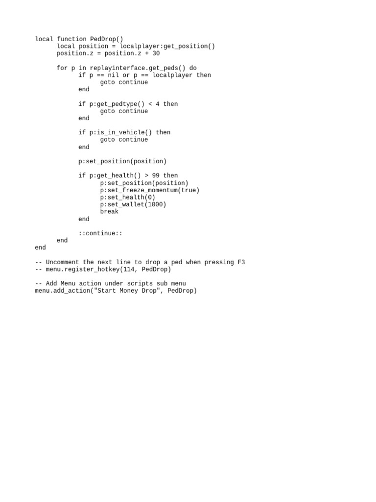 Money Drop Script For V1.67.lua | PDF