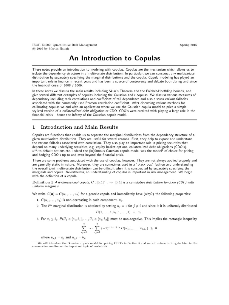 QRM:Copulas | PDF | Mathematics | Multivariate Statistics