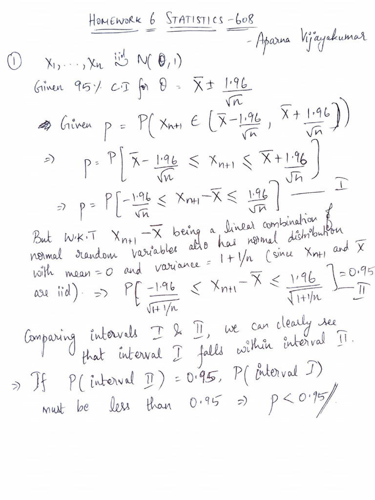 Statistics HW 6 | PDF