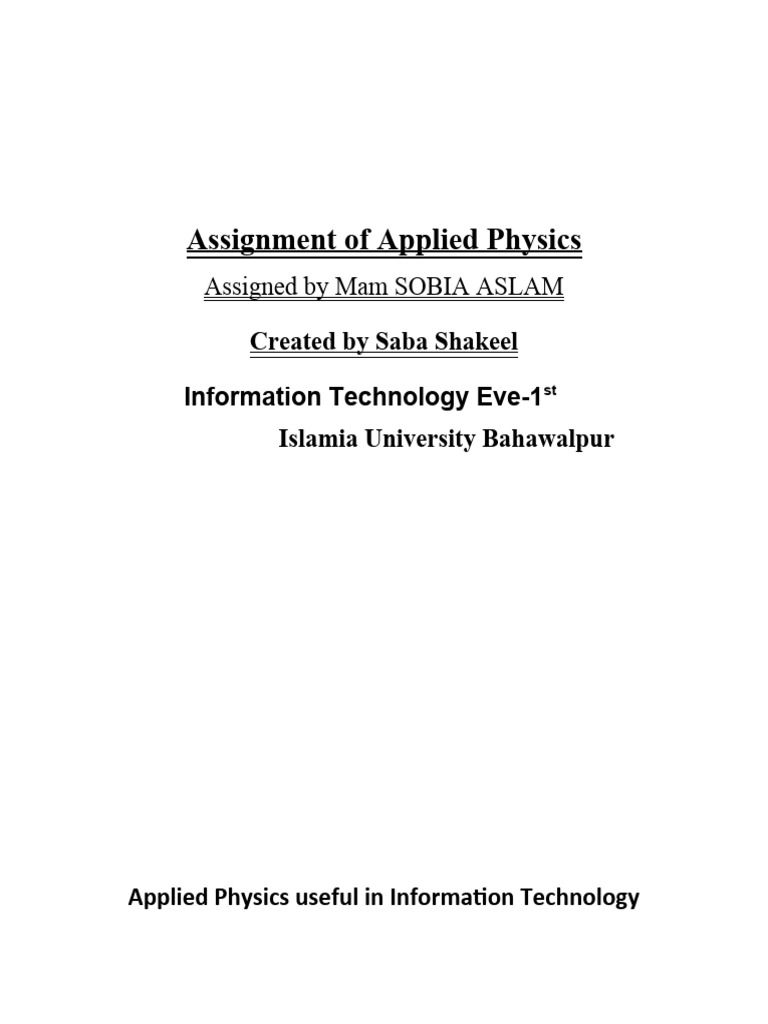 Assignment of Applied Physics 2 | PDF