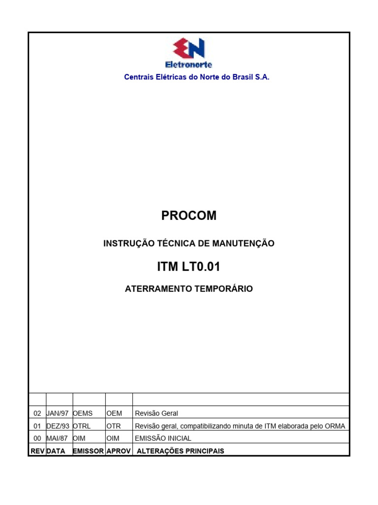 LT0-01 Aterramento Temporário | PDF