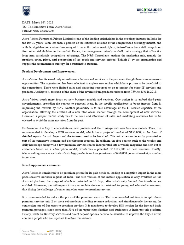 BAEN 540-Team Memo-2 - (Vivek Nair & Tomas Salas Melichar) | PDF