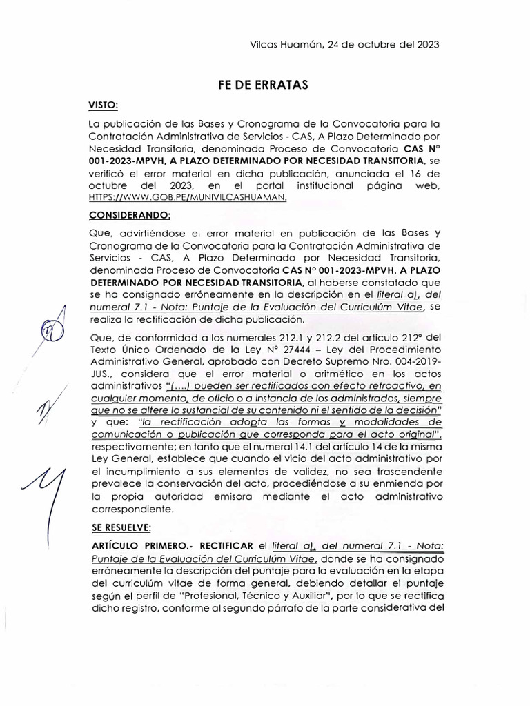 Fe de Erratas | PDF