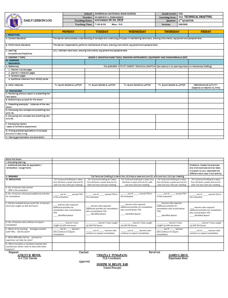 DLL Technical Drafting W3 | PDF | Teachers | Teaching