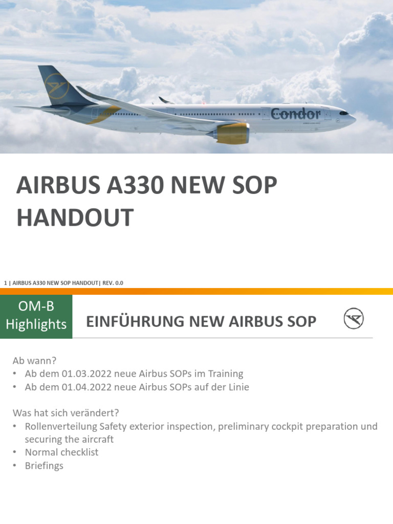 AIRBUS A330 NEW SOP - New Briefing Handout - From - 01 - 04 - 2022 ...