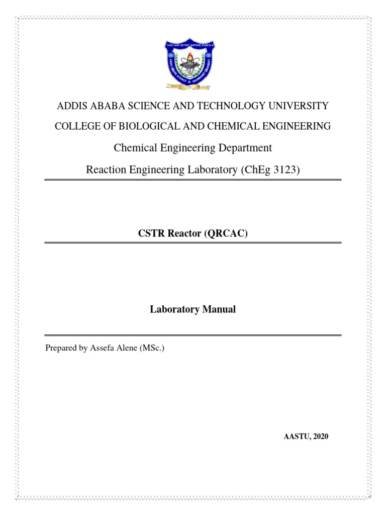 CSTR manual | PDF | Chemical Reactor | Chemical Reactions