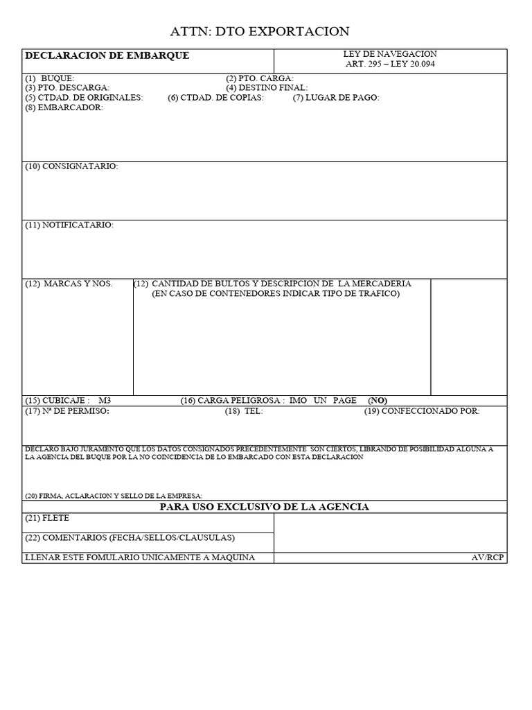 Declaracion de Embarque | PDF | Negocios